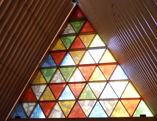 Cardboard Cathedral stained glass window Christchurch | I Do Not Despair